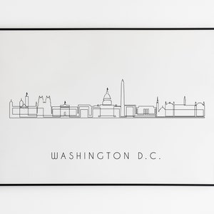 Washington DC Skyline Art Print, Minimalist Line Drawing (digital ...