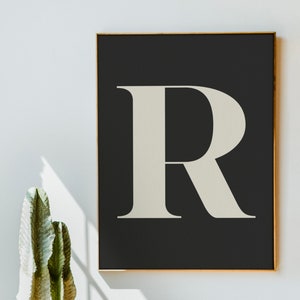 Single Letter Printable, Family Initial Print, Letter R, Minimalist ...