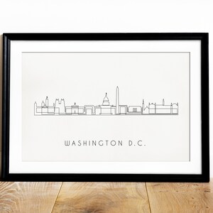 Washington DC Skyline Art Print, Minimalist Line Drawing (digital ...