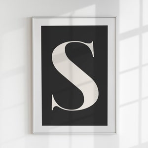 Single Letter Printable, Family Initial Print, Letter S, Minimalist ...