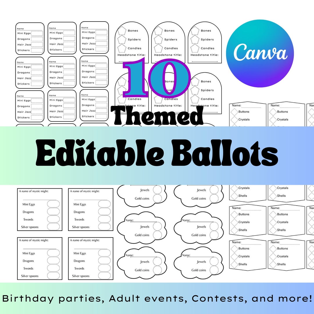 Editable Ballots Themed Ballots Guess Jar Ballots Adult Events Party ...