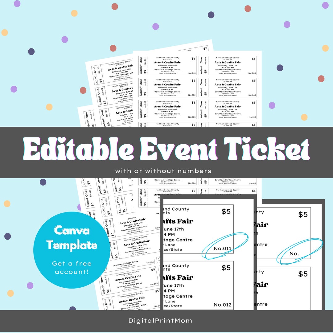 Editable Event Entrance Ticket | Special Events Ticket | Adult Event ...