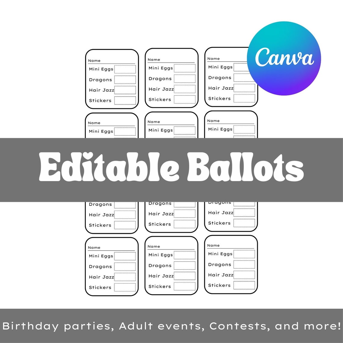 Editable Ballots Guess Jar Ballots Adult Events Party - Etsy