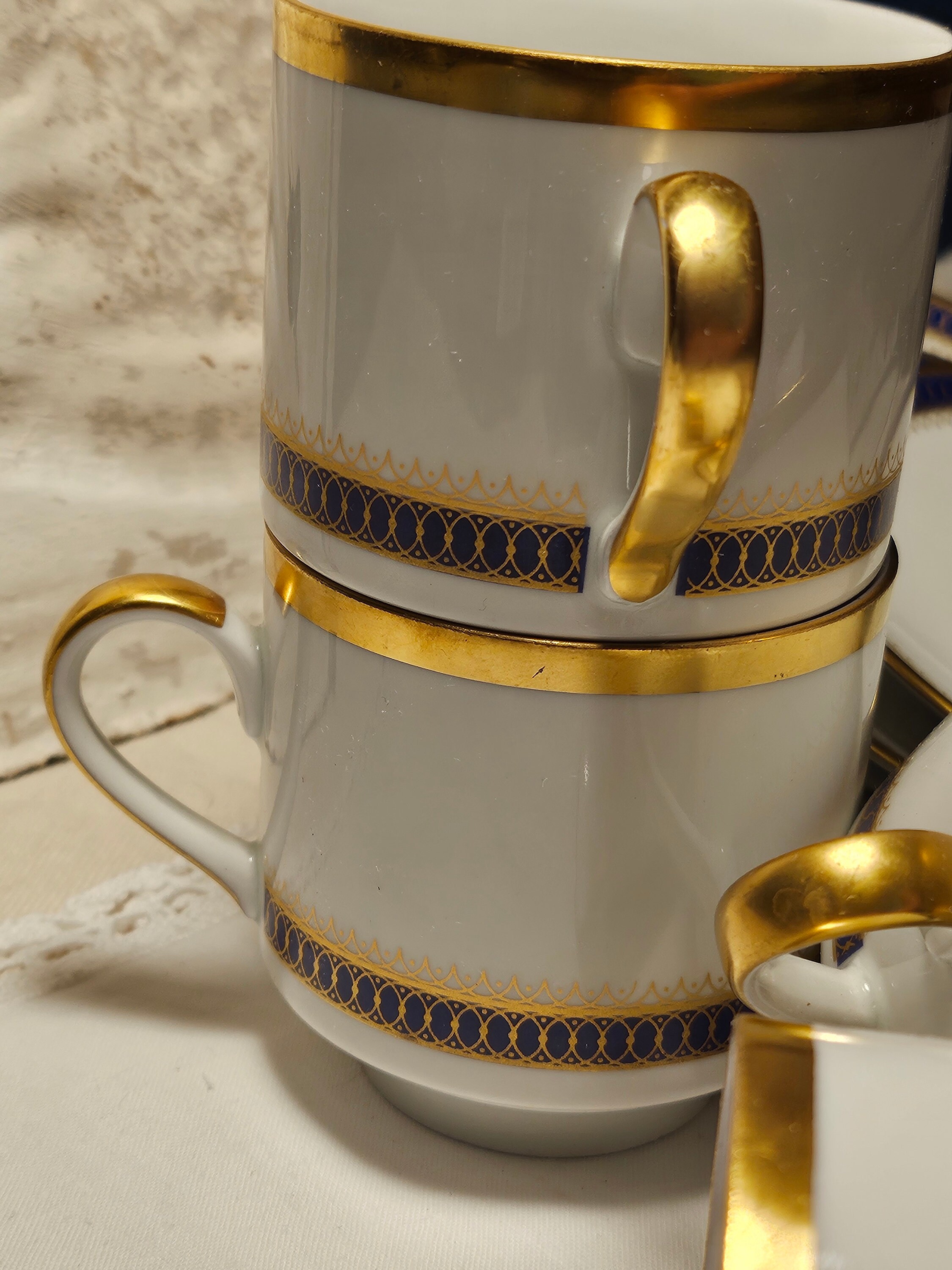 Bavaria Schumann Arzberg Germany Echt Kobalt and Gold Set of 4 Cups and ...