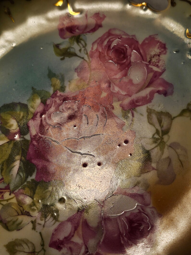 Unmarked Pink Rose Gilded Gold 9 Double-handled Cake Platter - Etsy
