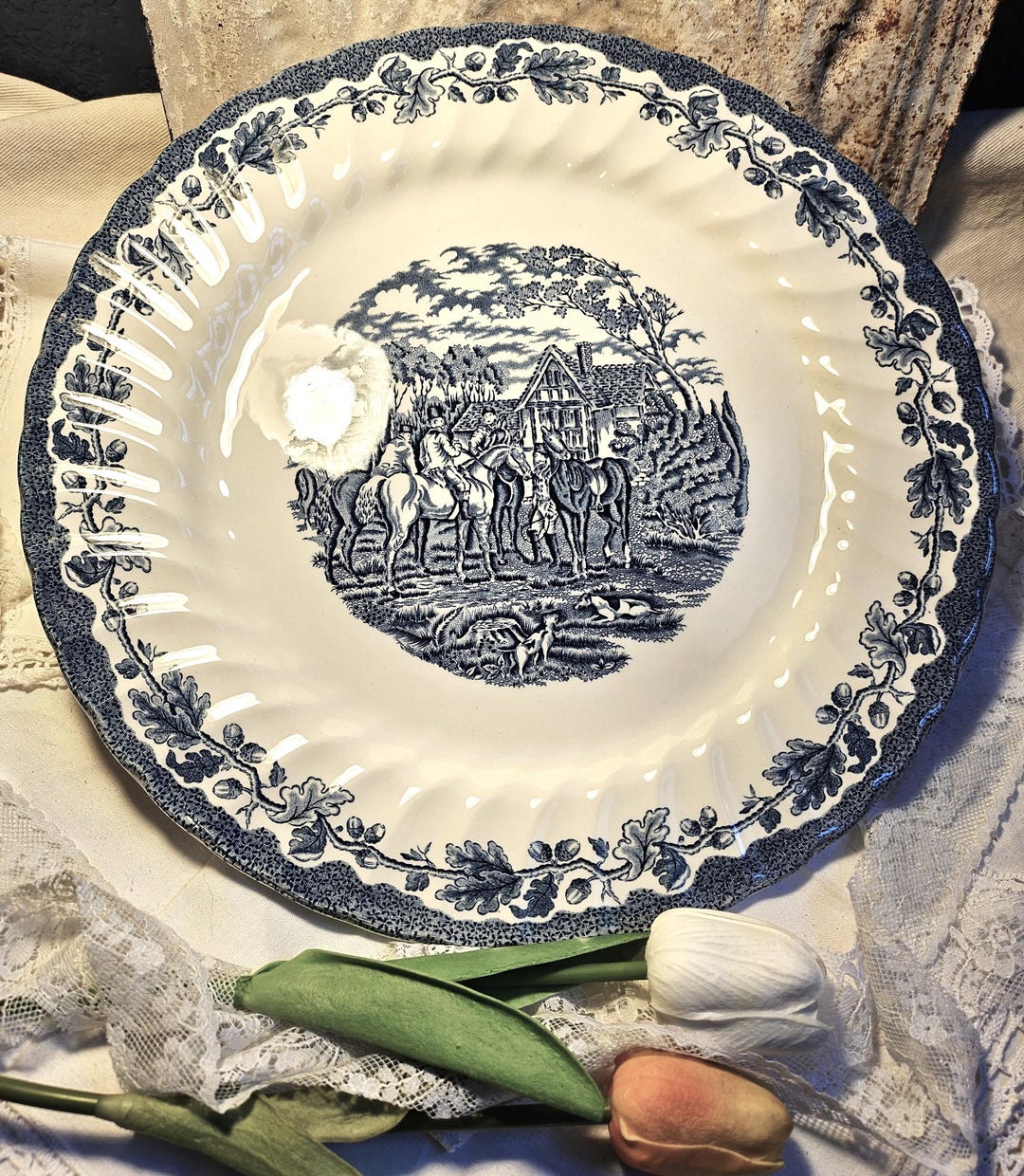 Churchill the Georgian Collection Blue Hunting Scene 12 Round Platter ...