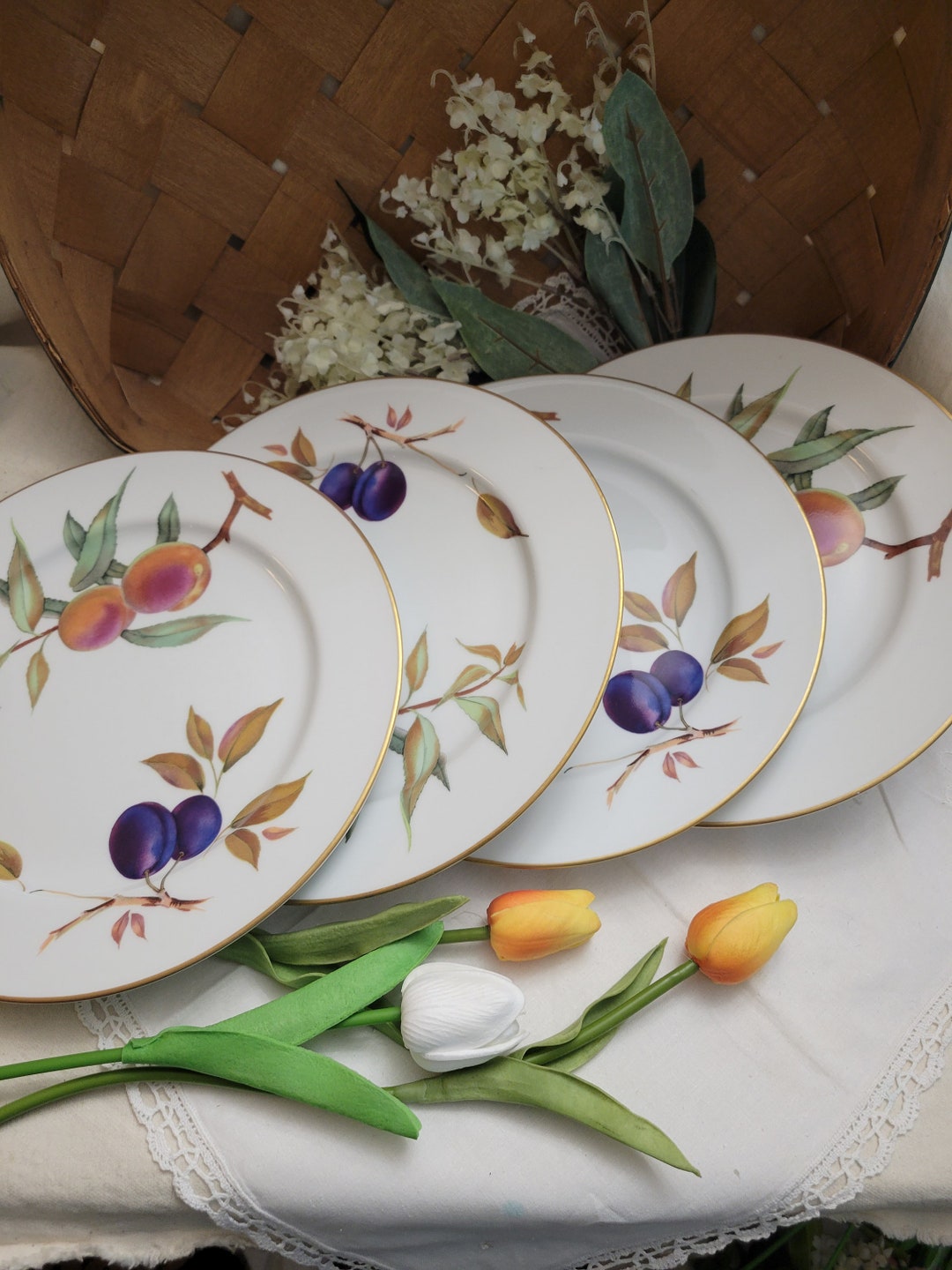 Royal Worcester evesham Gold Set of 4 Dinner - Etsy