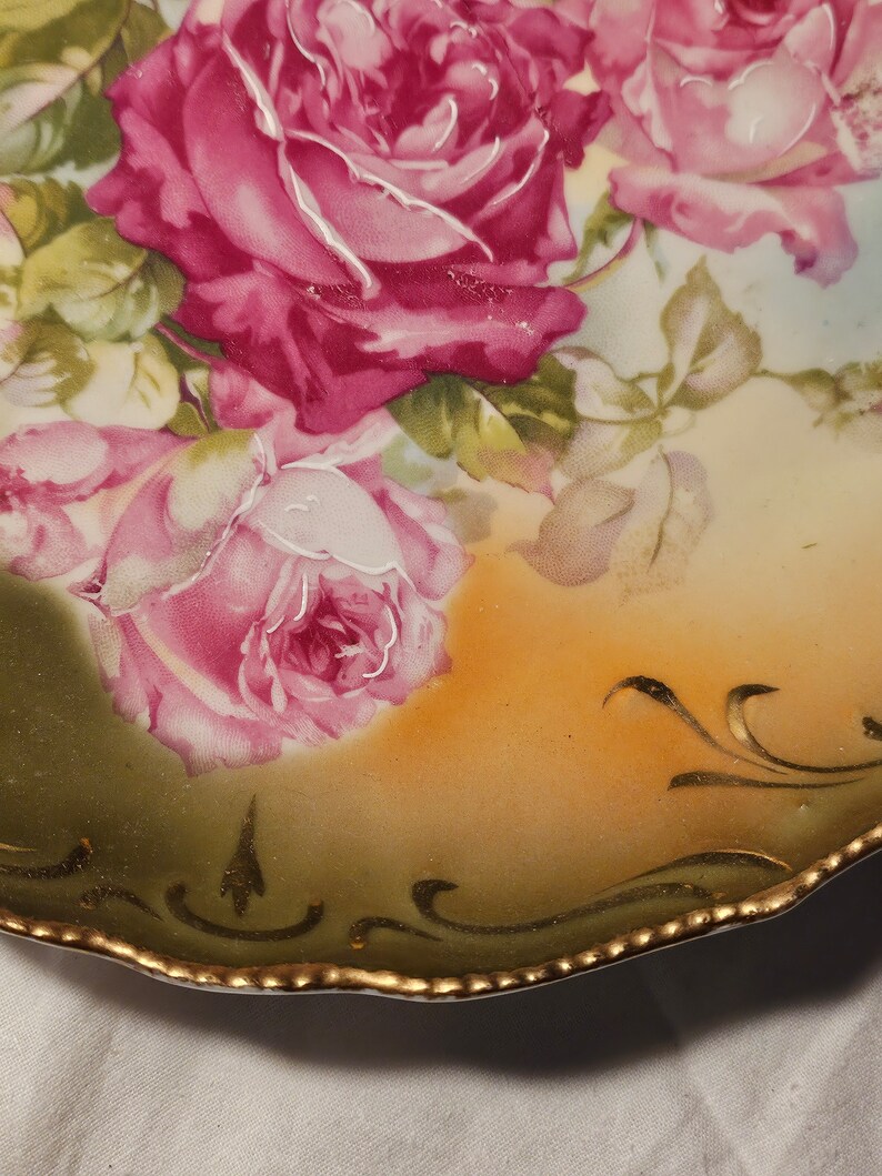 Unmarked Pink Rose Gilded Gold 9 Double-handled Cake Platter - Etsy