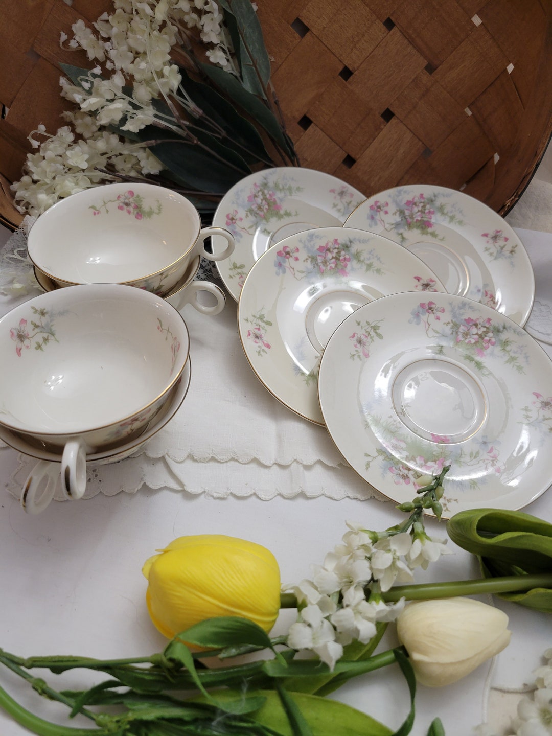 Theodore Haviland apple Blossom Set of 4 Cups and Saucers - Etsy