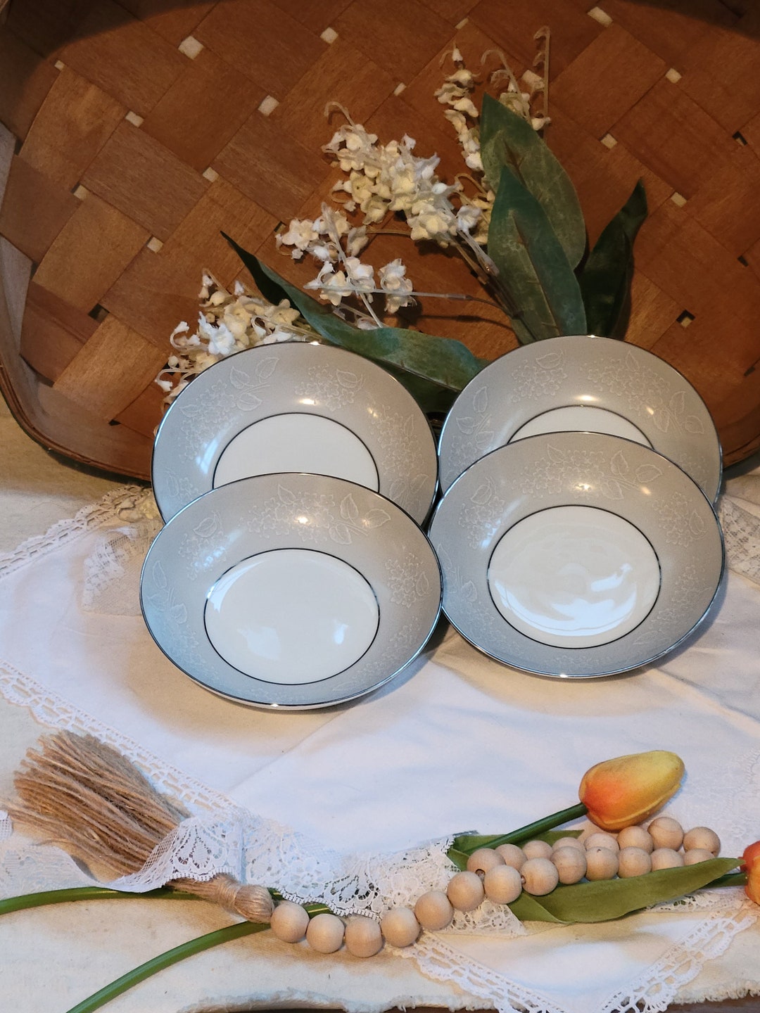 Noritake damask Set of 4 Coupe Fruit Bowl - Etsy