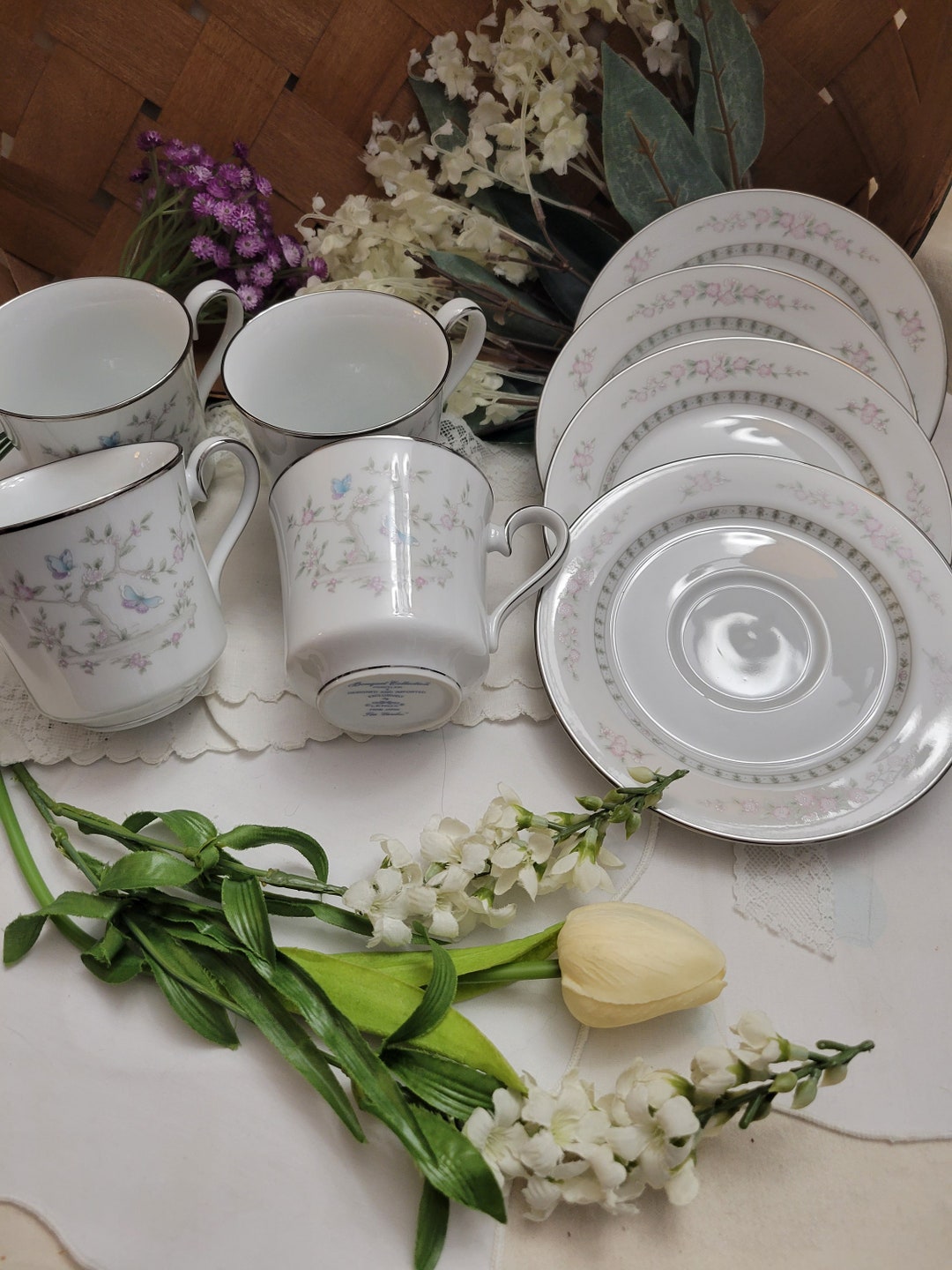 Lenox "tea Garden" Bouquet Collection Set of 4 Cups and Saucers - Etsy