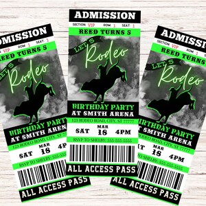 Rodeo Ticket Invitation Green - Etsy