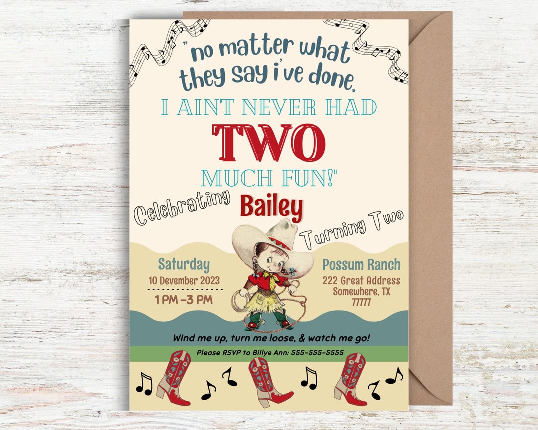 Two Much Fun Birthday Invitation - Etsy