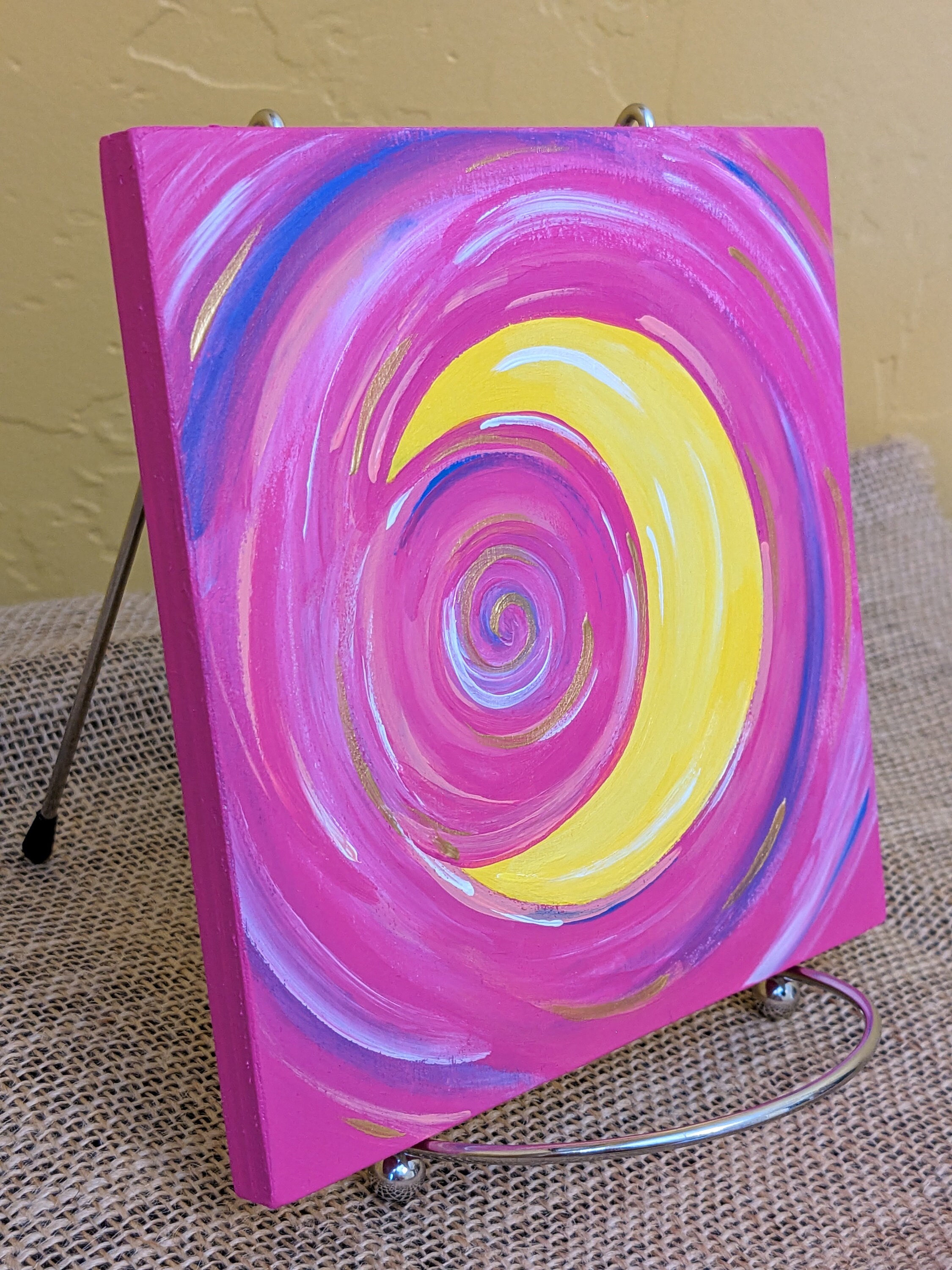 Yellow Moon Painting/wood Panel - Etsy