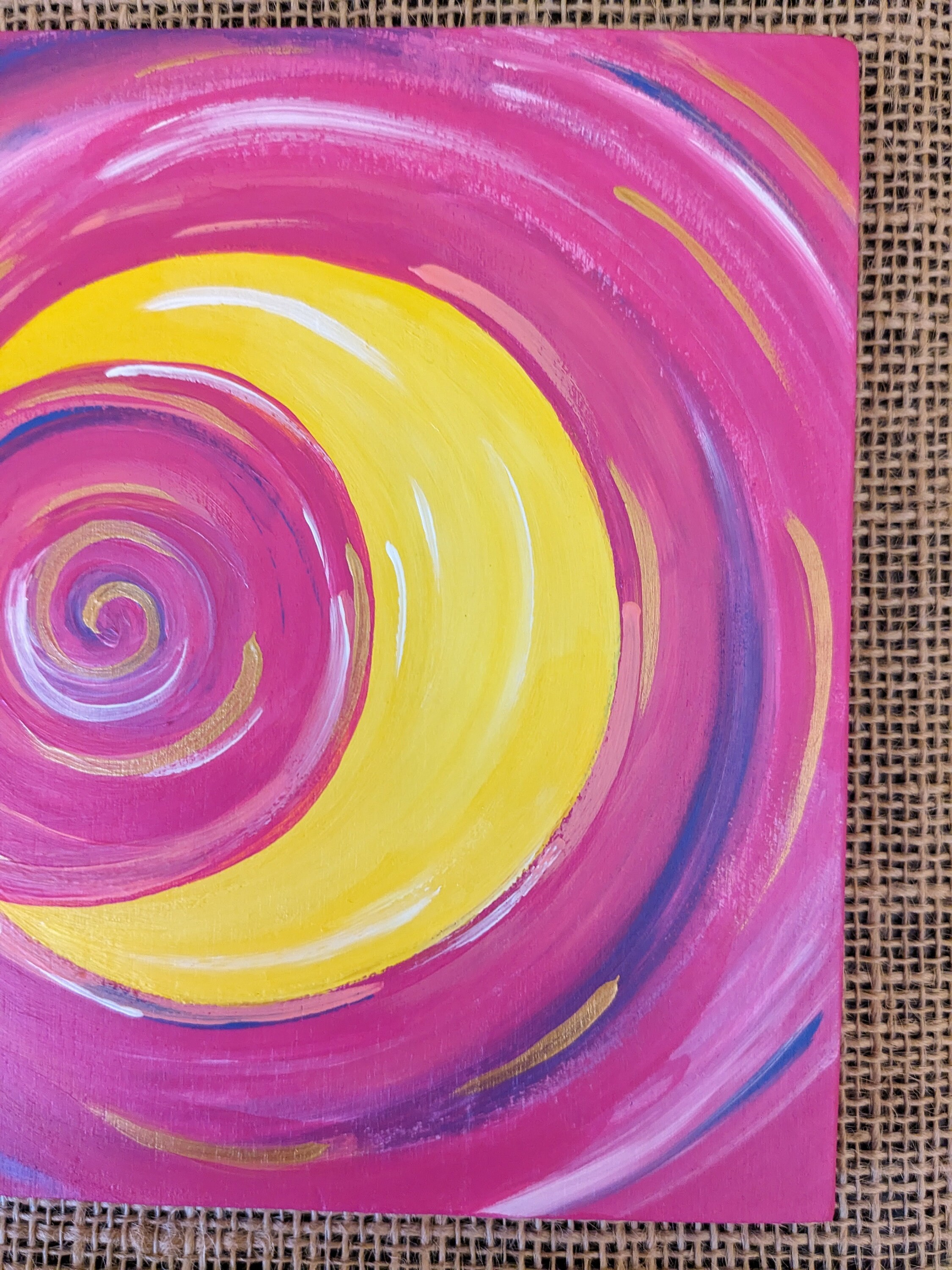 Yellow Moon Painting/wood Panel - Etsy