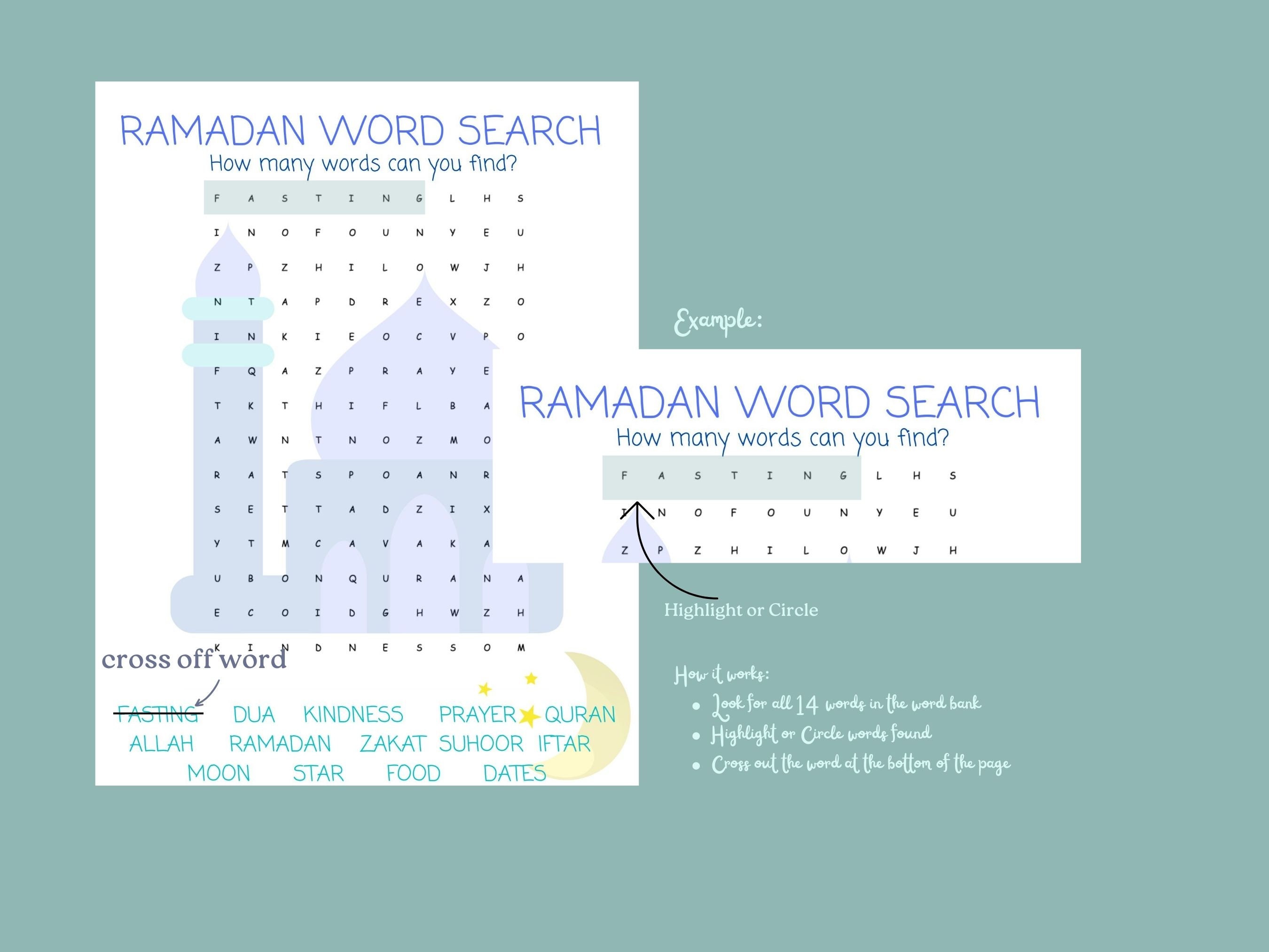 Kids Ramadan Word Search - Etsy