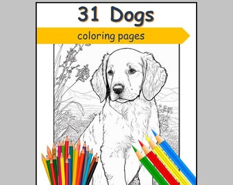 Dog Breeds Coloring Book, 30 Printable Dogs Coloring Pages for Kids and ...