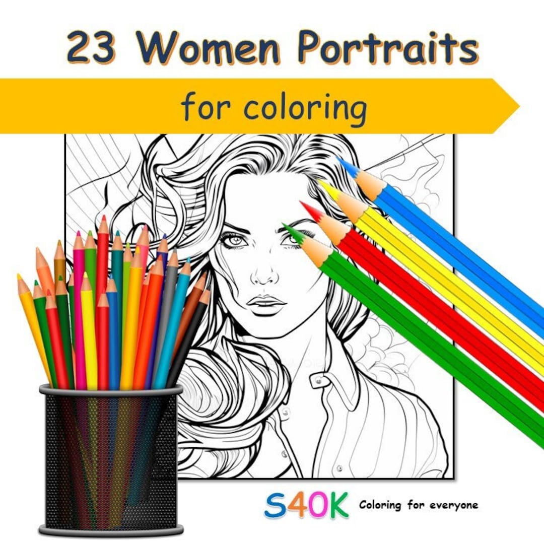 23 Beautiful Women Portraits Coloring Book as Printable Pdf - Etsy