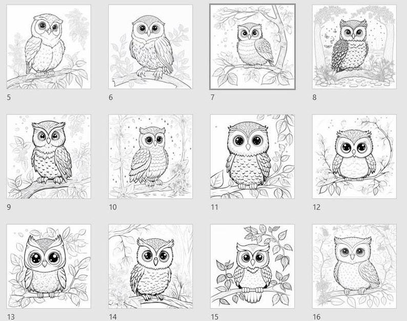 44 Cute Owls Printable Pdf Coloring Book for Kids and Adults - Etsy