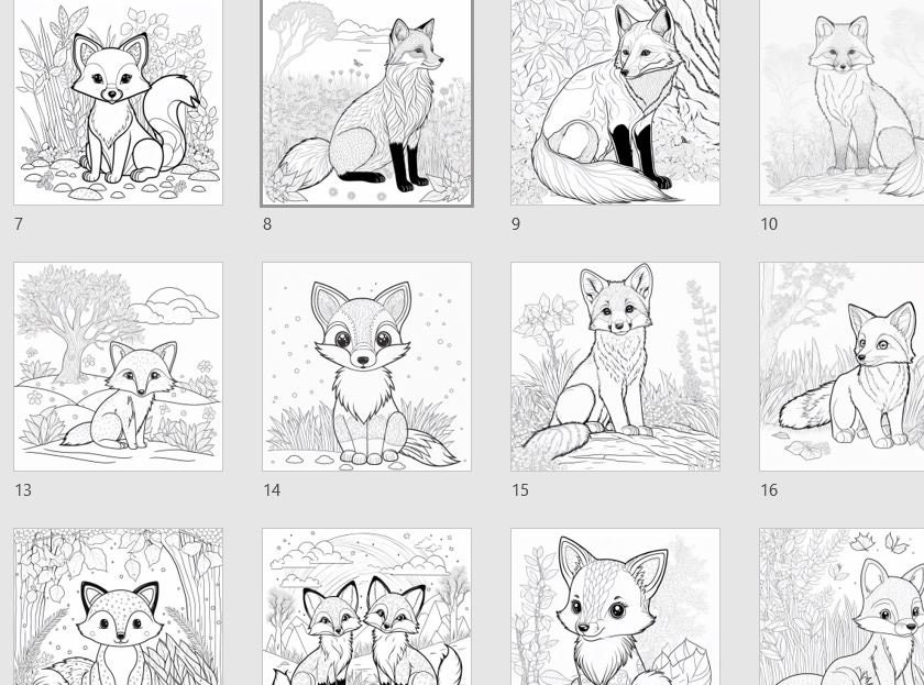 30 Cute Foxes Coloring Book Pages Pritable Pdf for Kids and Adults - Etsy