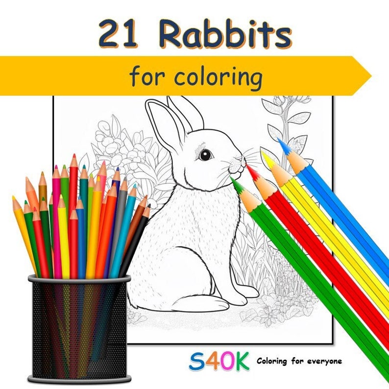 Rabbit Coloring Book: 21 Printable Pages of Fun and Creativity for All ...