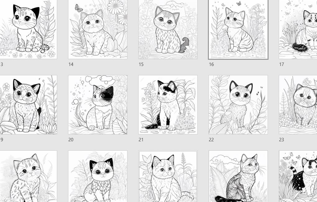 36 Cats Coloring Pages for Kids and Adults: Printable Pdf Coloring Book ...