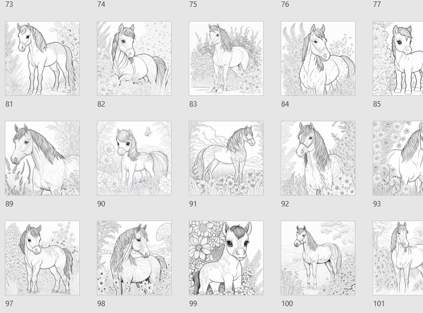 102 Horses Coloring Book Pages for Kids and Adults - Etsy