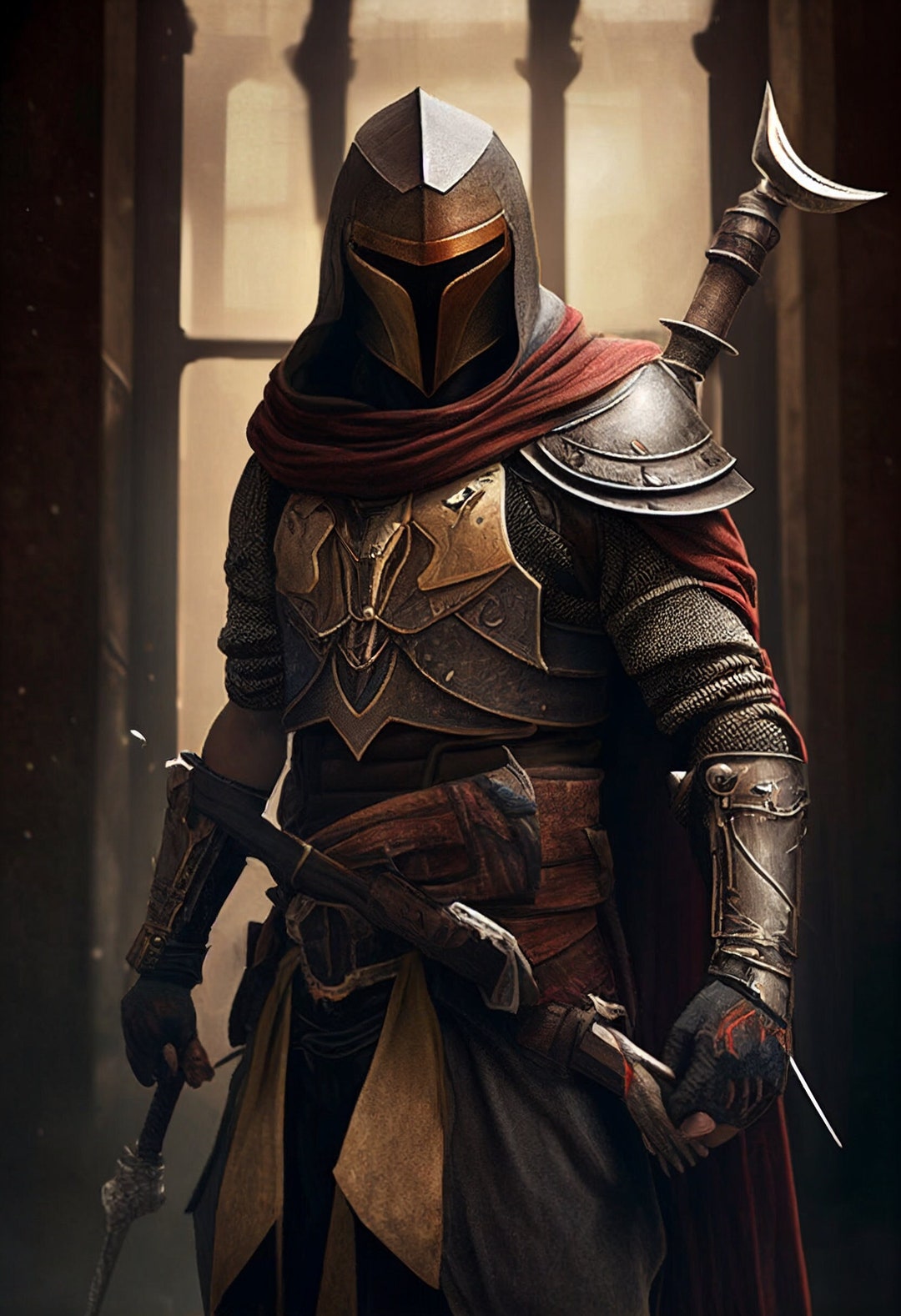 Mandalorian in Assassin's Creed Style Digital Art - Etsy