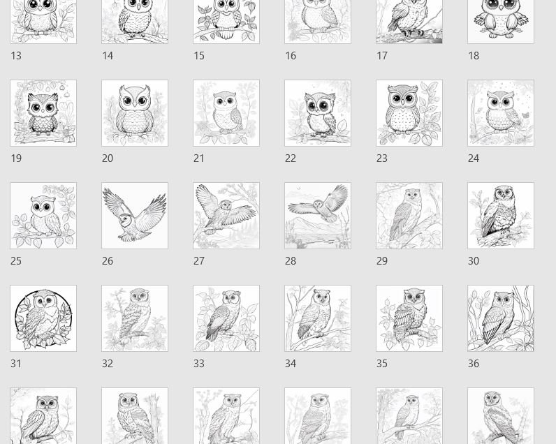 44 Cute Owls Printable Pdf Coloring Book for Kids and Adults - Etsy