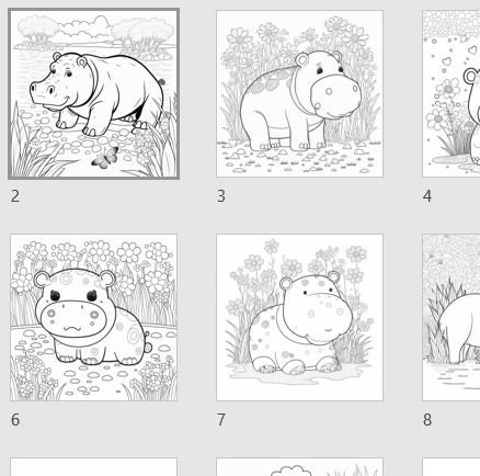 10 Cute Hippos: Printable Pdf Coloring Book for Kids and Adults - Etsy