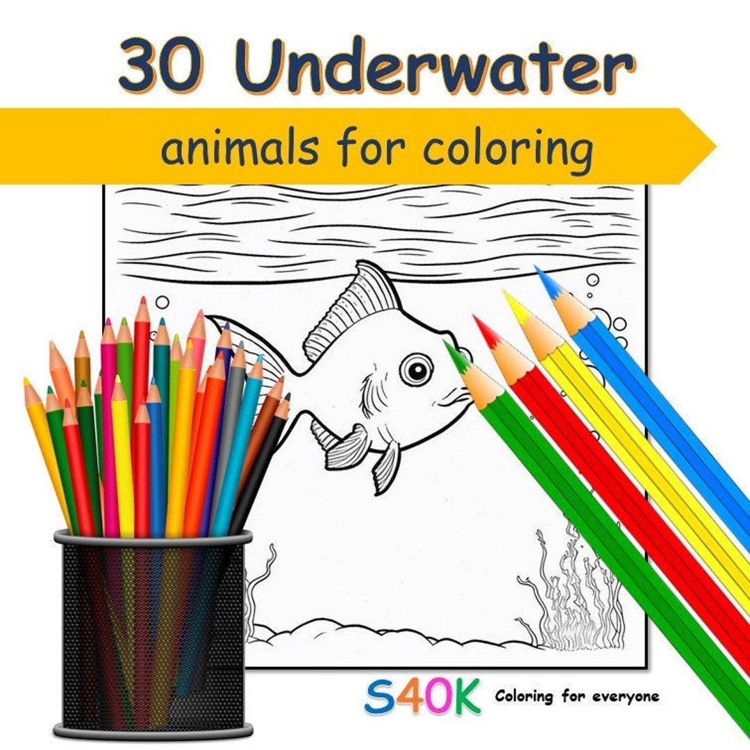 Underwater Coloring Book With 30 Different Pages for Kids and Adults - Etsy