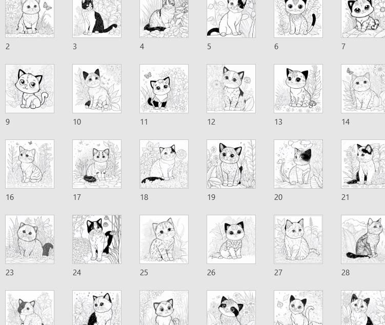 36 Cats Coloring Pages for Kids and Adults: Printable Pdf Coloring Book ...
