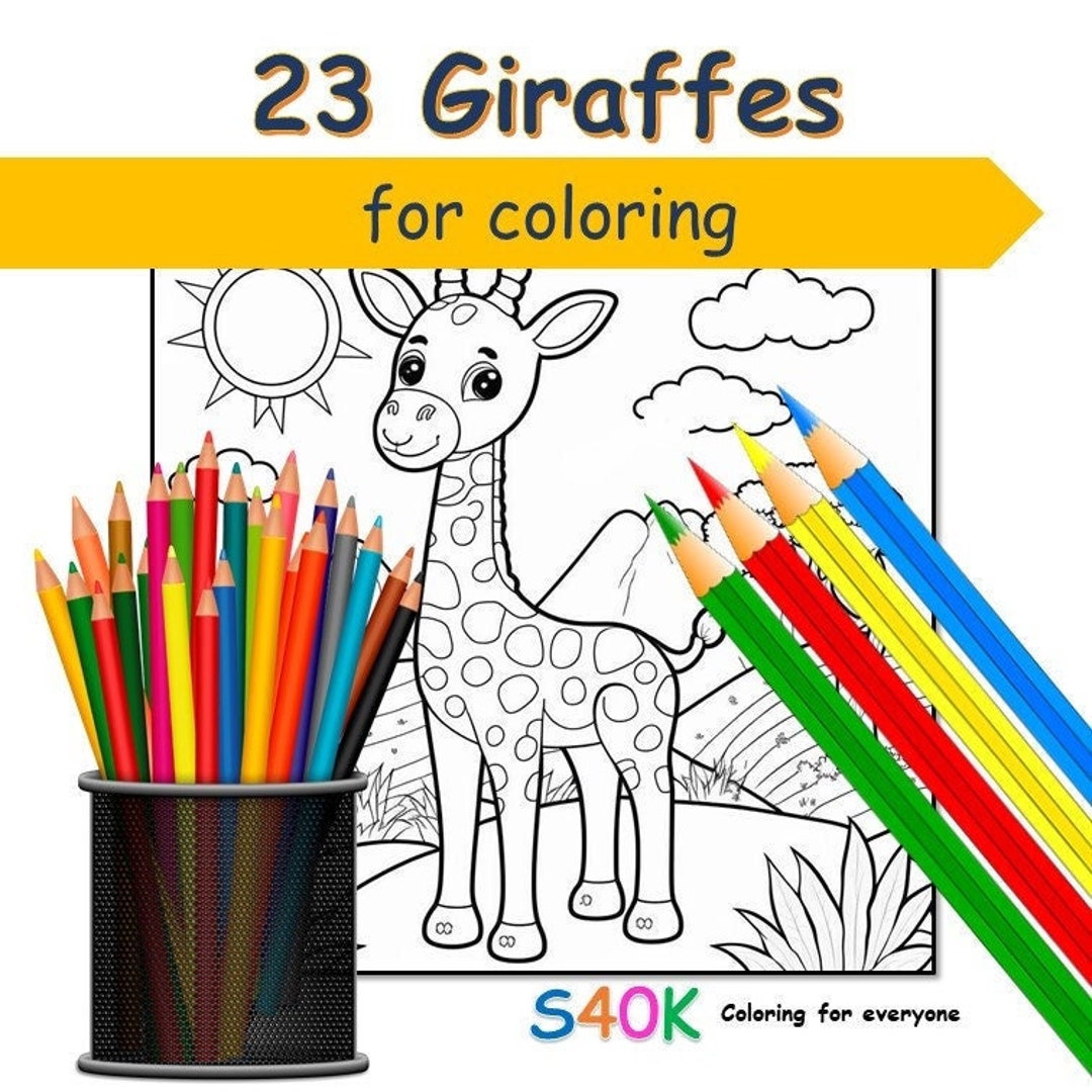23 Giraffes Coloring Pages as Printable Pdf Book for Kids and Adults - Etsy