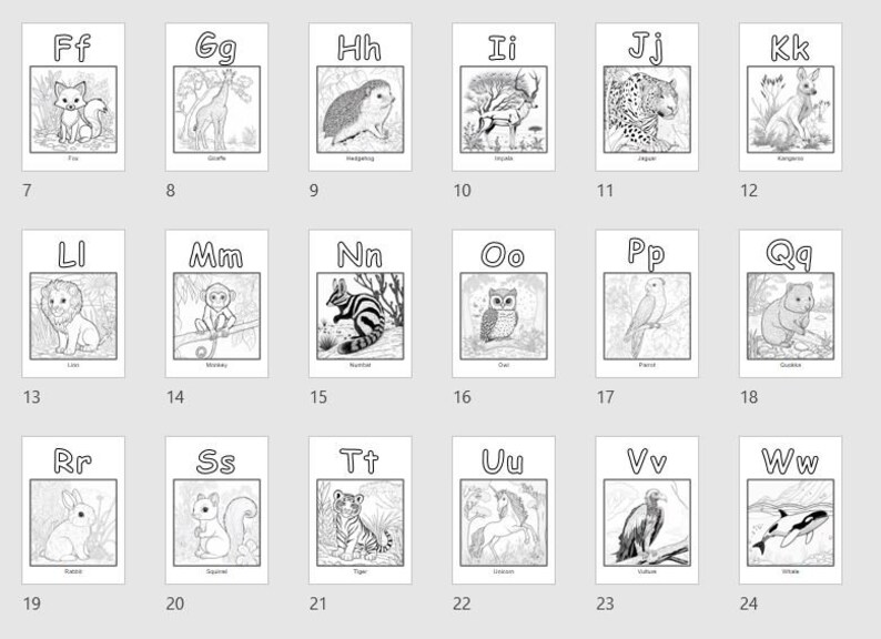 Libro para colorear: el alfabeto de los animales con 26 páginas para ...