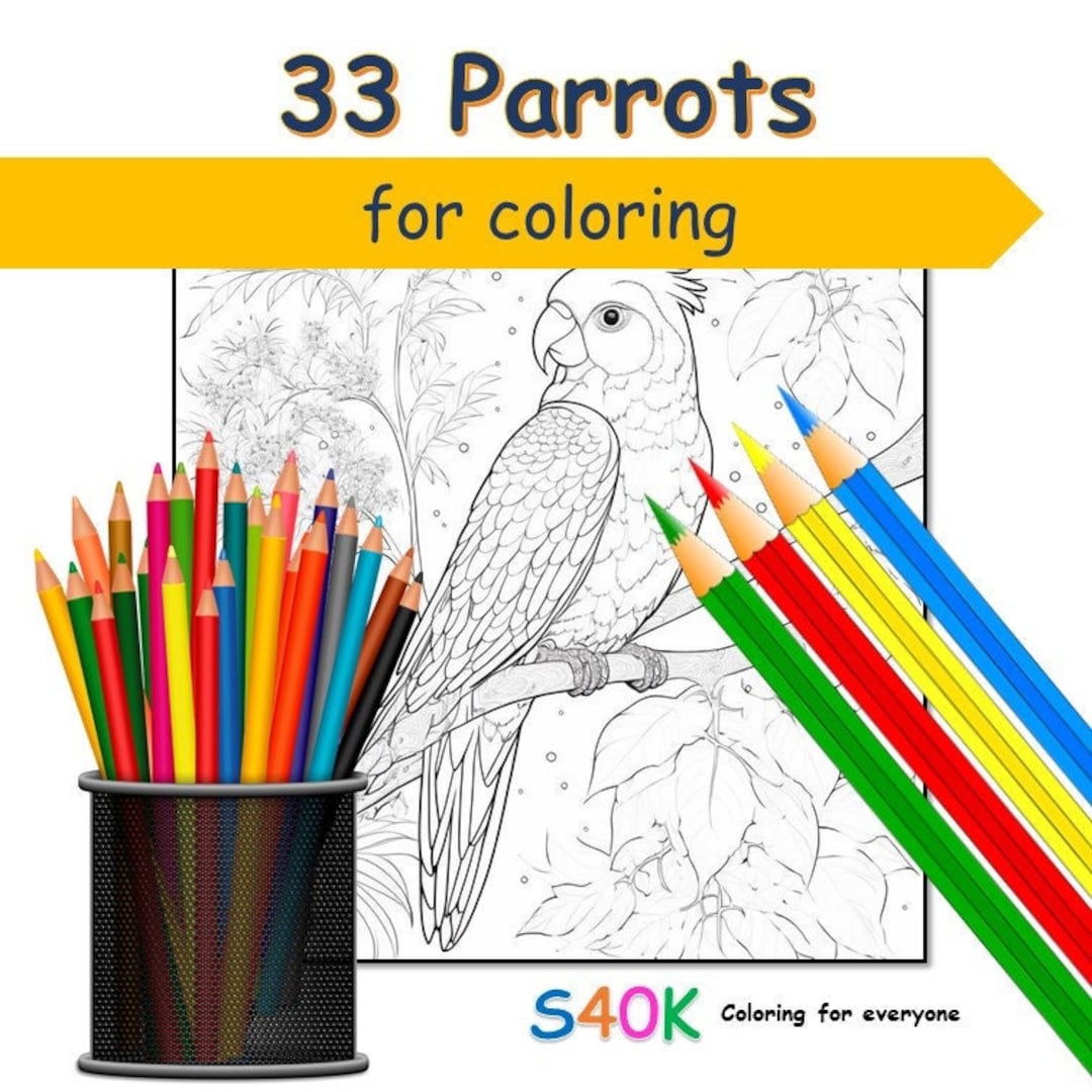 33 Parrots Coloring Pages for Kids and Adults - Etsy