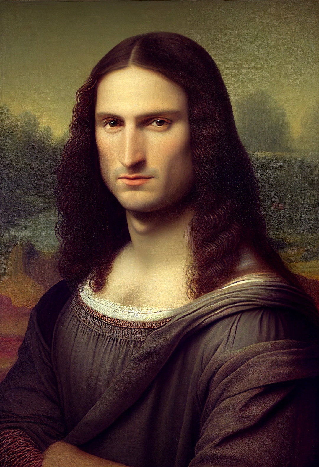 Manu Lisa - Male Mona Lisa Digital Art for Print - Etsy UK