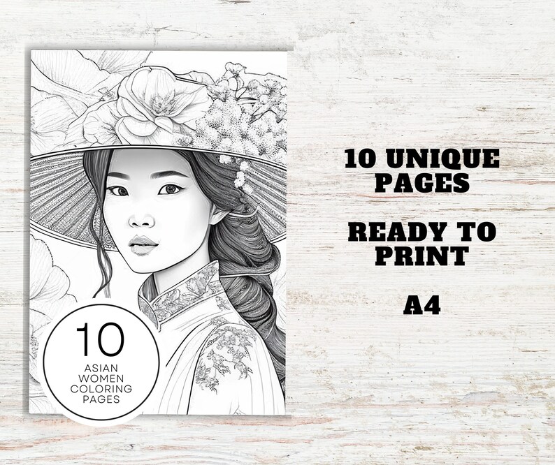 10 Beautiful Asian Women Coloring Pages for Adults Printable PDF 10 ...