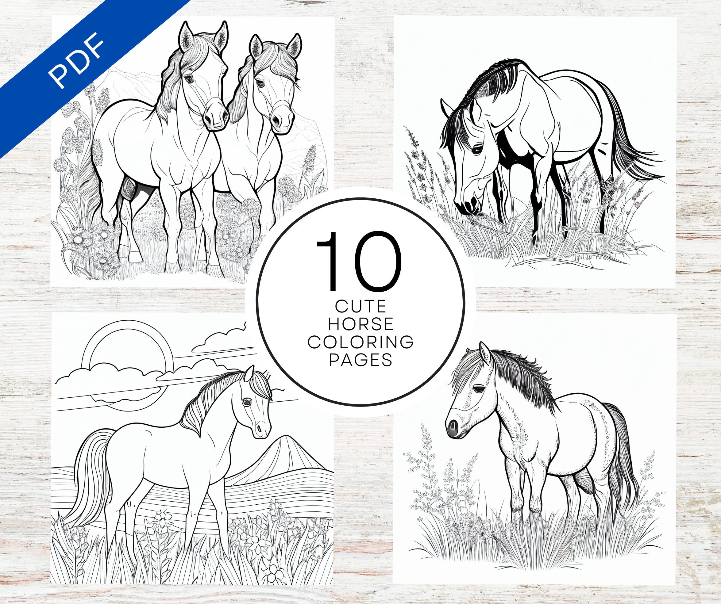 10 Cute Horse Coloring Pages | Animal Coloring Sheets for Kids & Adults ...