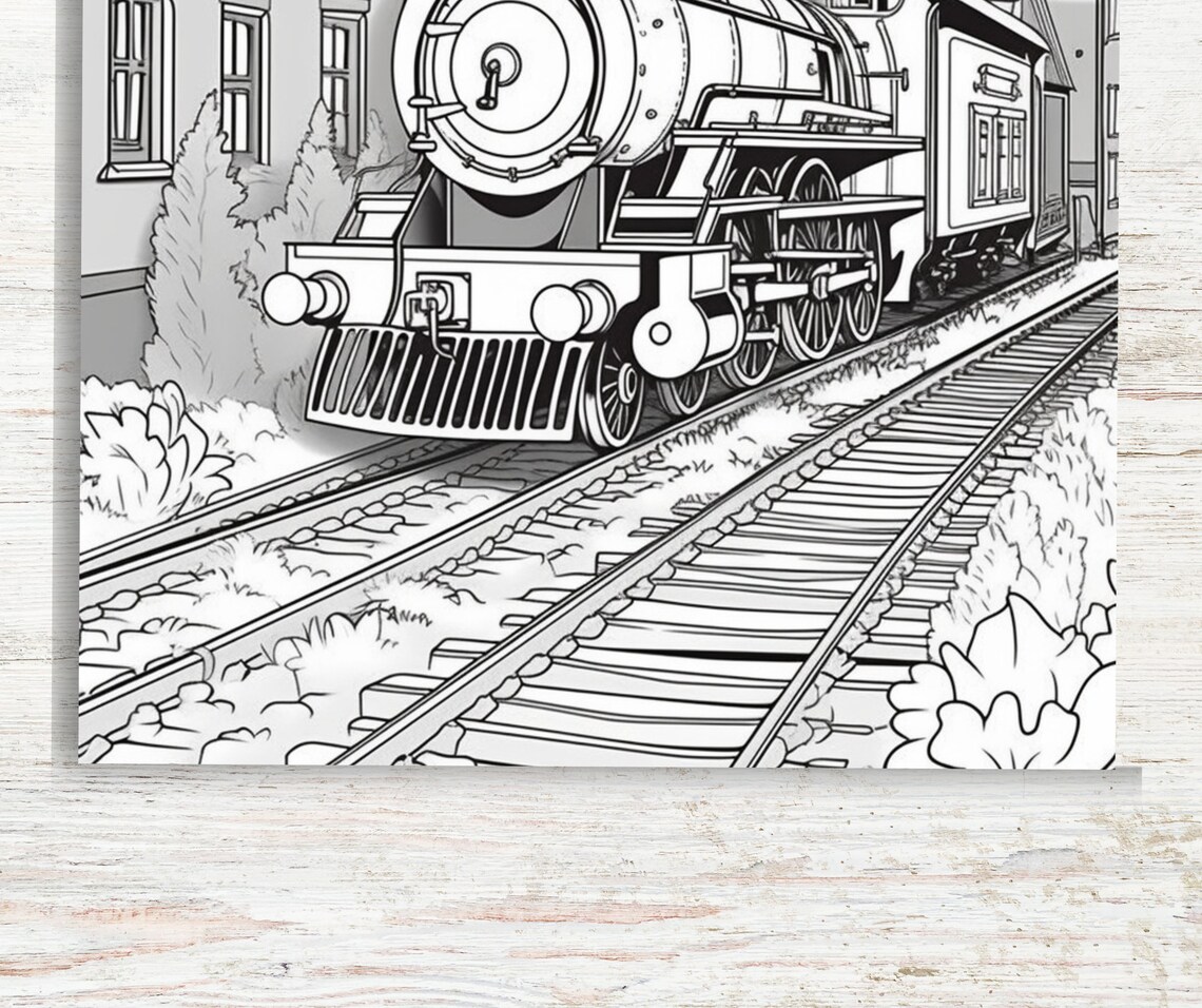 KDP Interior 50 Vintage Train Coloring Pages | 8.5" X 11" Printable PDF ...