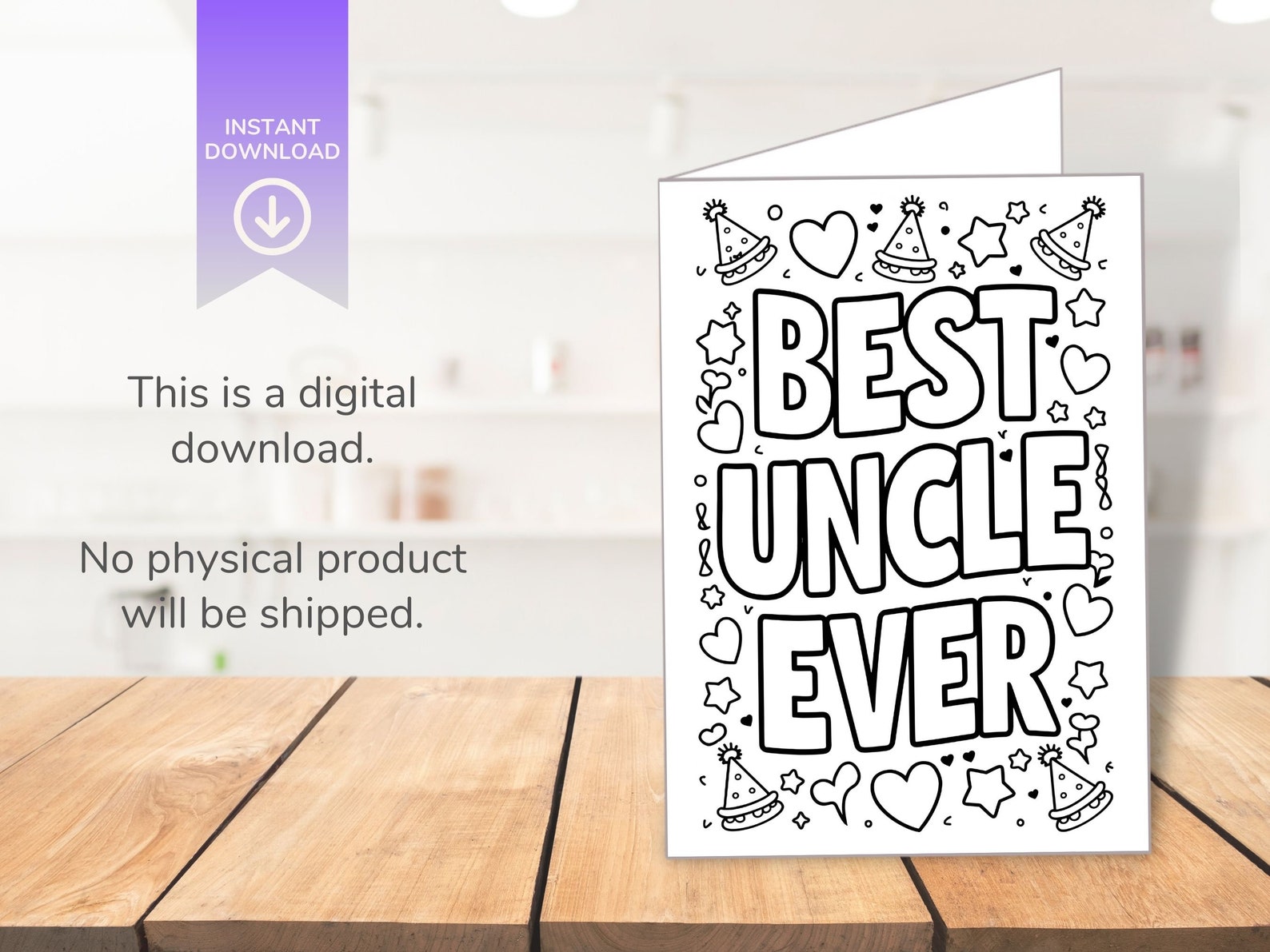 Best Uncle Ever Printable Coloring Card | Digital Download | Fun ...