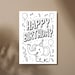 Happy Birthday Elephant Coloring Card | Digital Download | Printable ...
