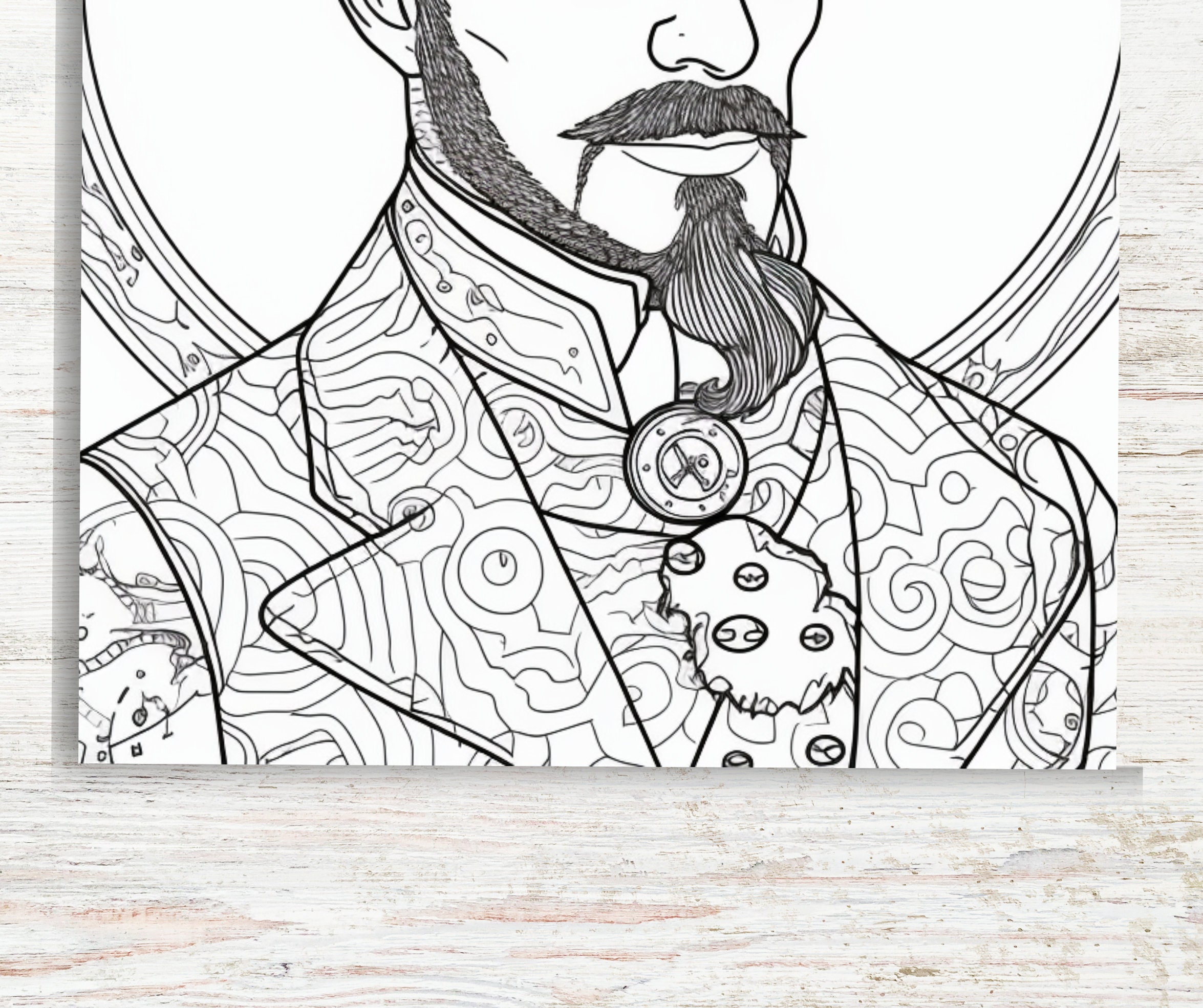 10 Steampunk Men Coloring Pages | Printable PDF 10 Pages A4 | Steampunk ...