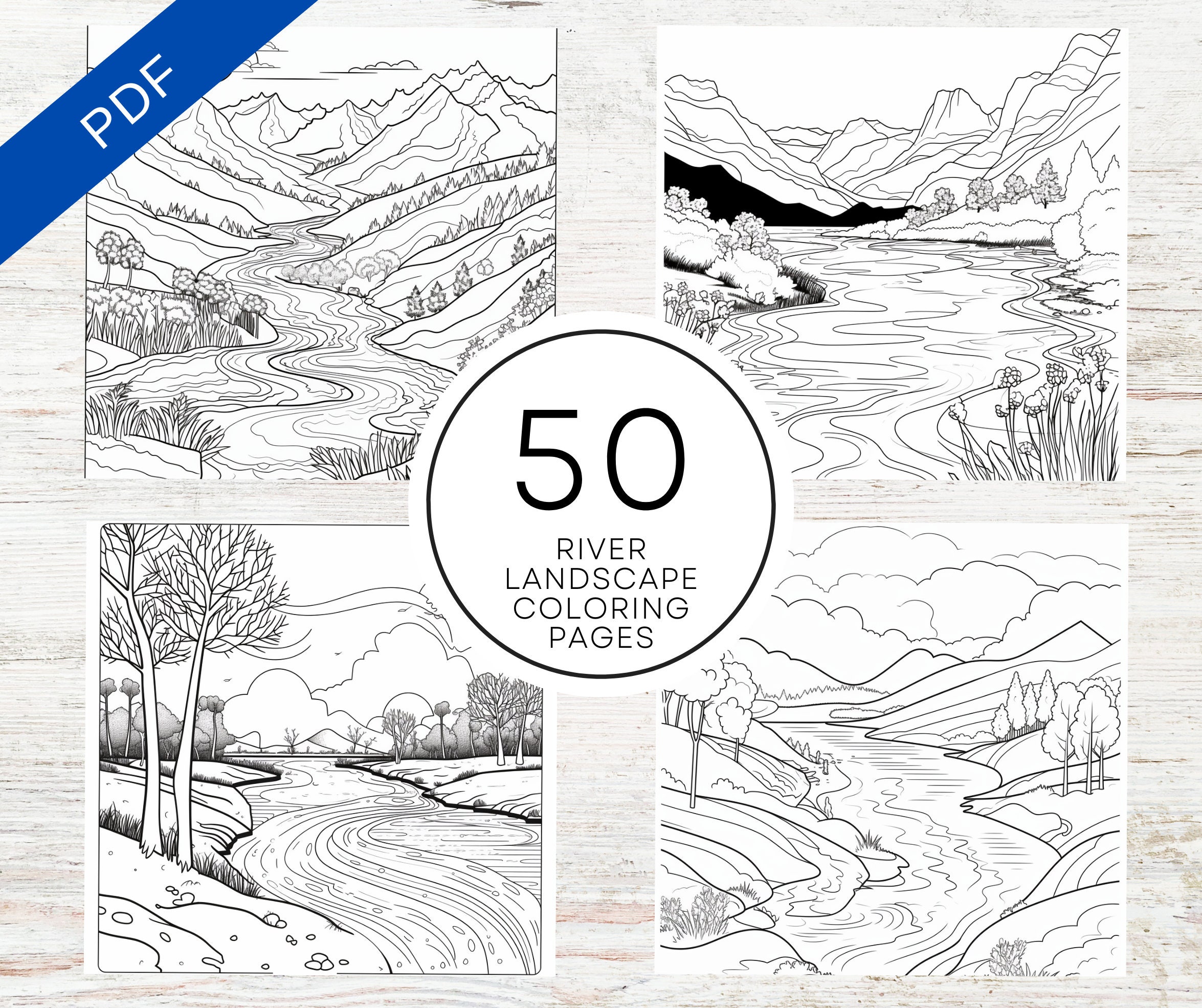 River Landscape Coloring Pages