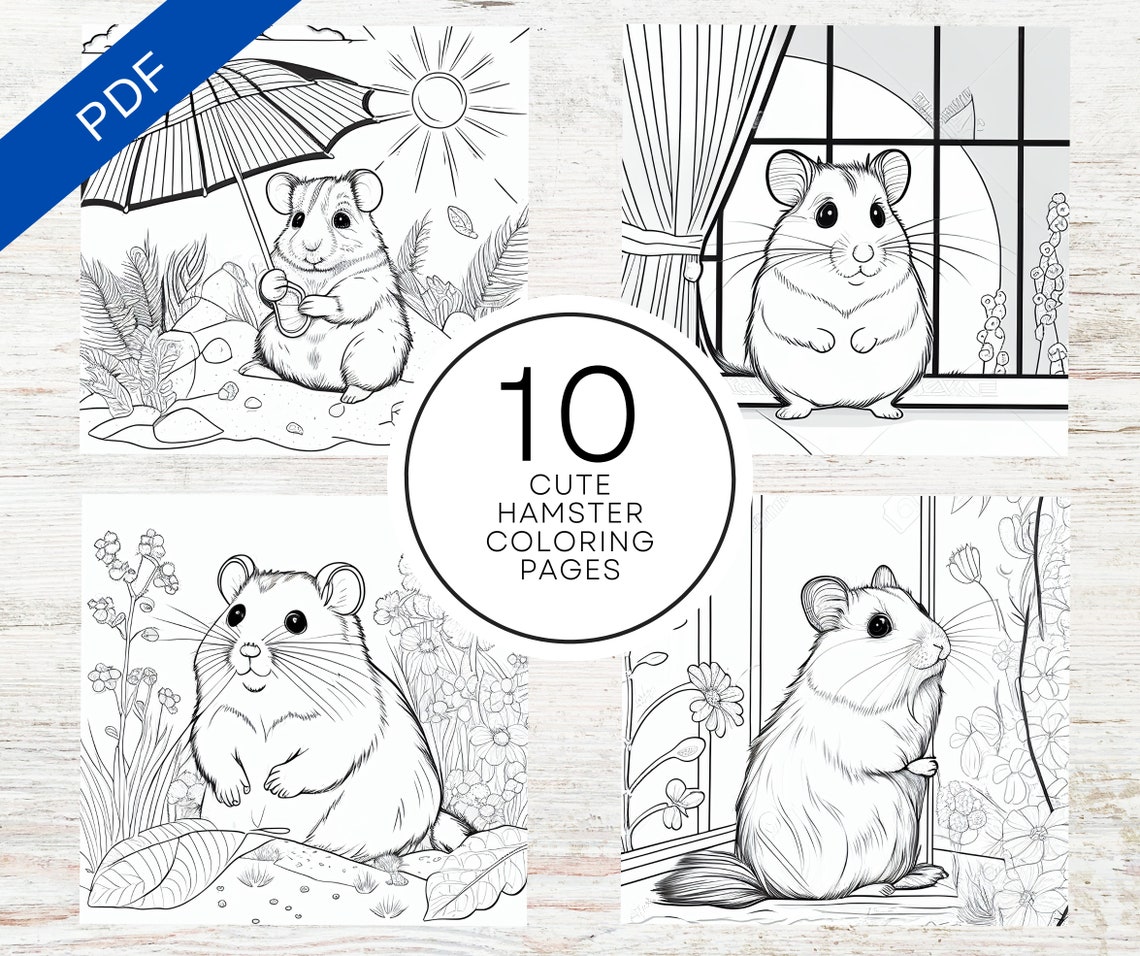 10 Cute Hamster Coloring Pages Animal Coloring Pages for Kids, Teens ...