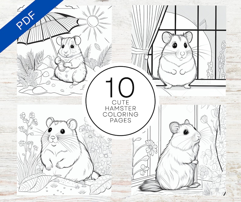 10 Cute Hamster Coloring Pages | Animal Coloring Pages for Kids, Teens ...