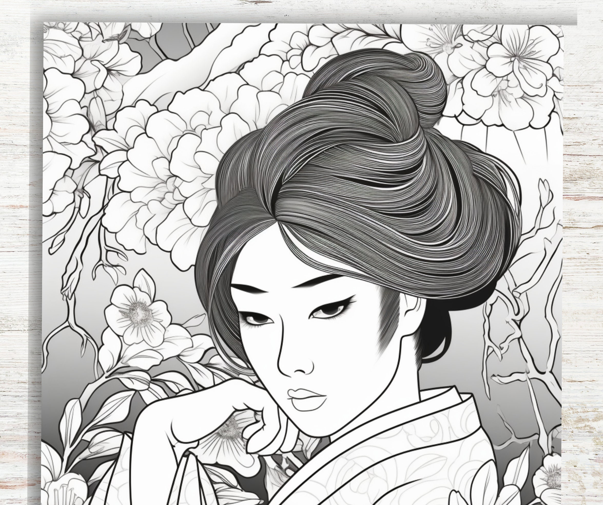 30 Beautiful Asian Women Coloring Pages | Printable PDF A4 | Adult and ...