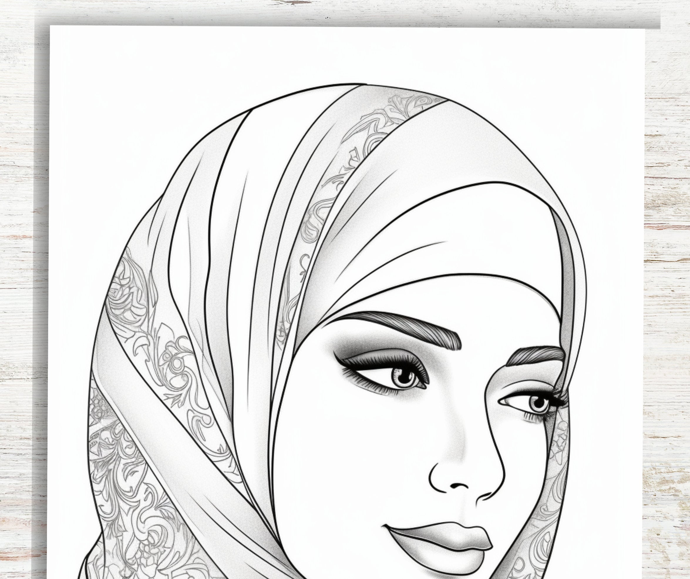 10 Muslim Women Coloring Pages | Printable PDF 10 Pages A4 | Grayscale ...