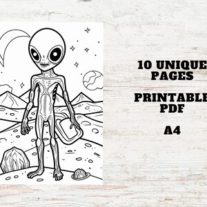 10 Alien Coloring Pages for Kids | A4 Printable PDF | Funny Sci-fi ...