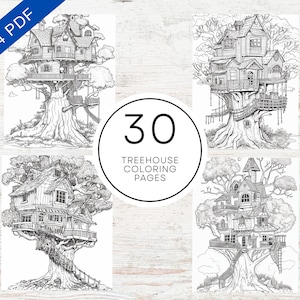 30 Treehouse Coloring Pages | Printable PDF A4 | Adult Coloring Pages ...