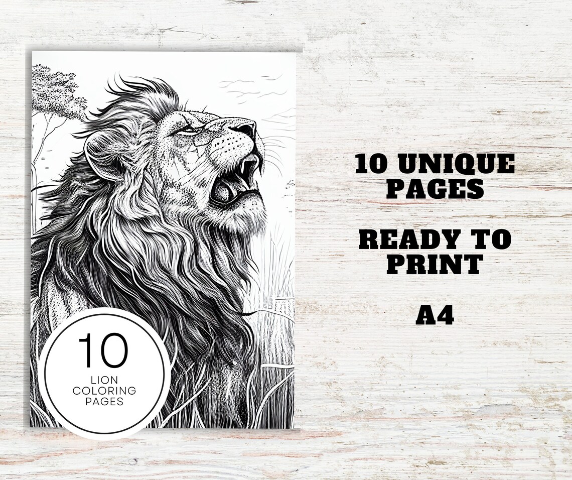 10 Realistic Lion Coloring Pages for Teens and Adults Printable PDF 10 ...